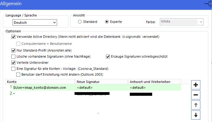 Vorhandene Signatur mit CI-Sign Signatur für anderes Konto