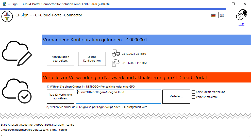 CI-Sign mit CI-Cloud verbinden und Importieren