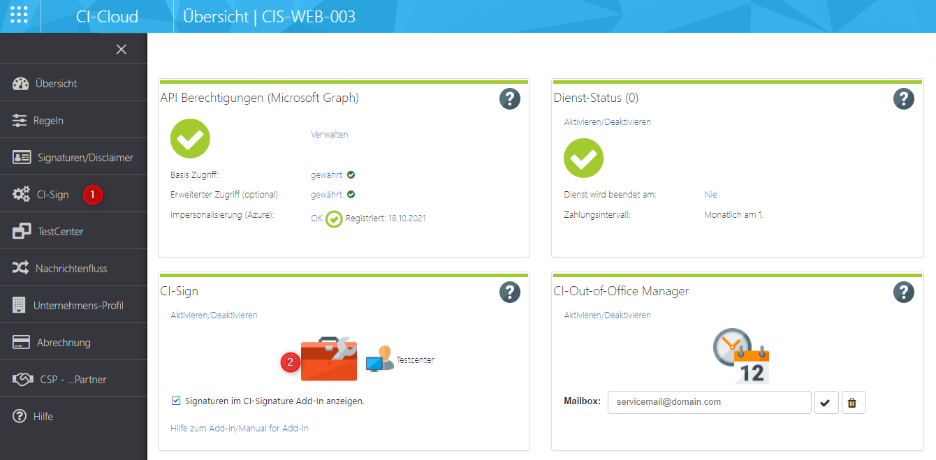 CI-Sign mit CI-Cloud verbinden und Importieren