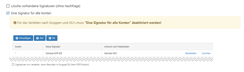 Konfiguration von CI-Sign und CI-Signature