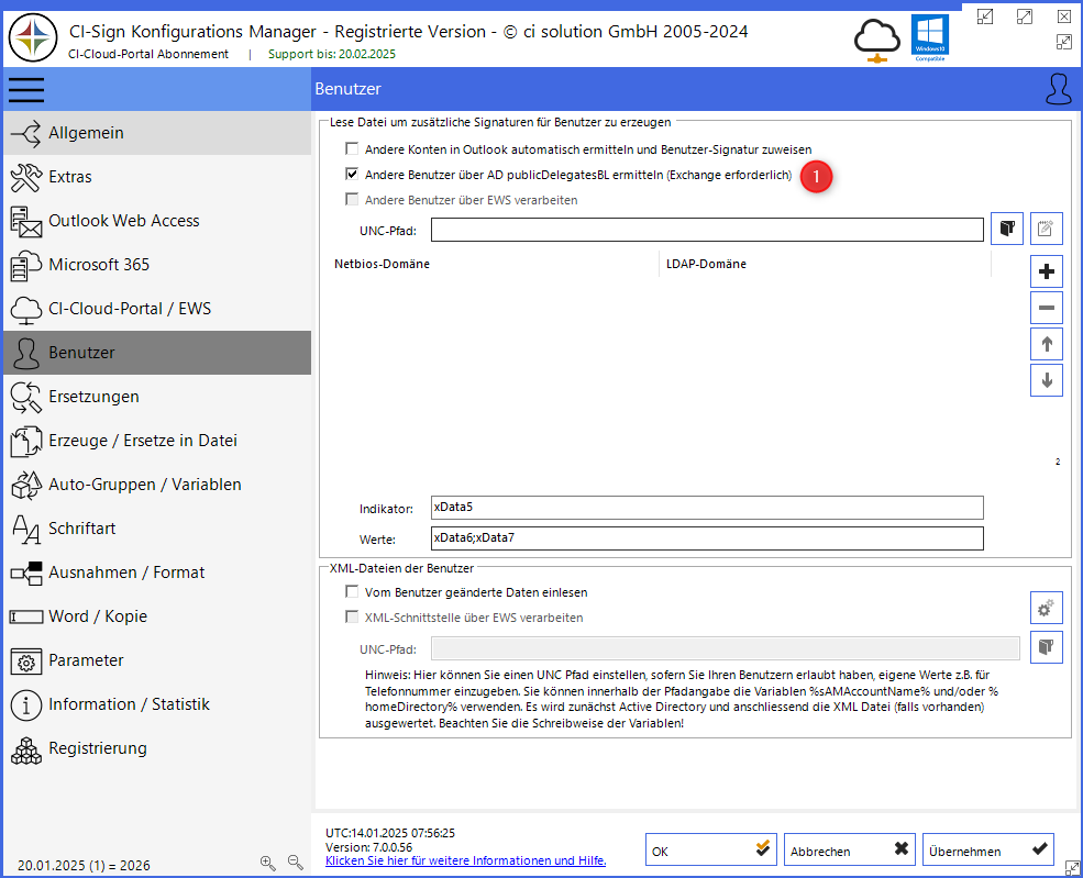 Konfiguration von CI-Sign und CI-Signature