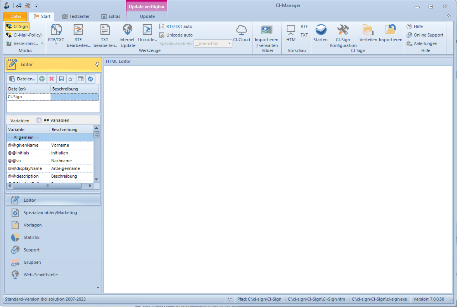 CI-Manager - Der Editor bleibt weiss (leer)