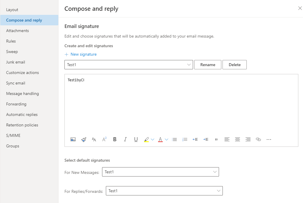 Outlook - Roaming Signatures - Microsoft 365